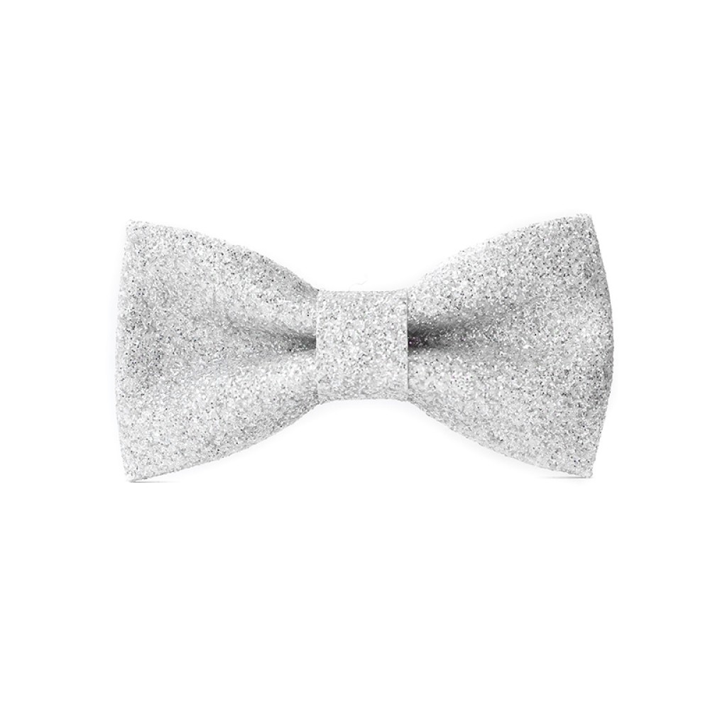 Papion Casual Alb cu sclipici - PAPIOANES.com